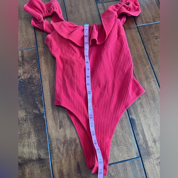 Tops Red Frilly Bodysuit Poshmark